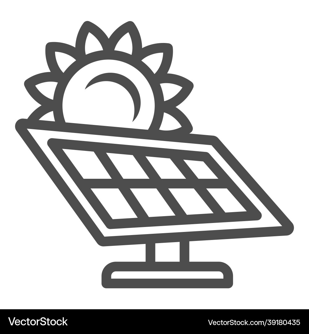 Sun and solar battery line icon nature Royalty Free Vector