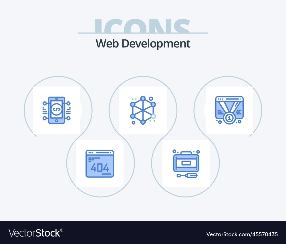 Web development blue icon pack 5 icon design Vector Image