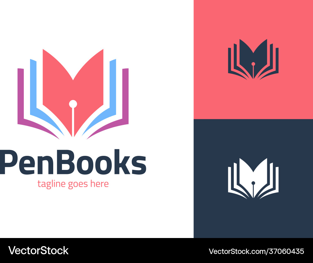 Writer book logo template design book pen Vector Image