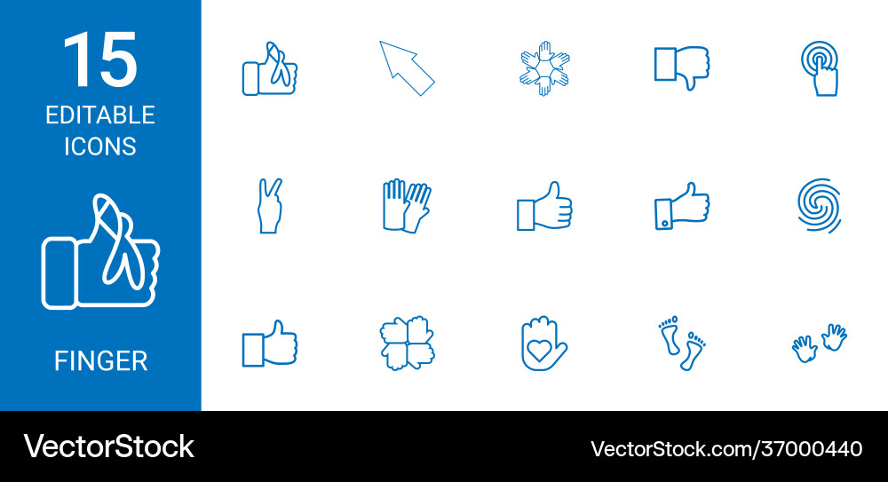 15 finger icons Royalty Free Vector Image - VectorStock