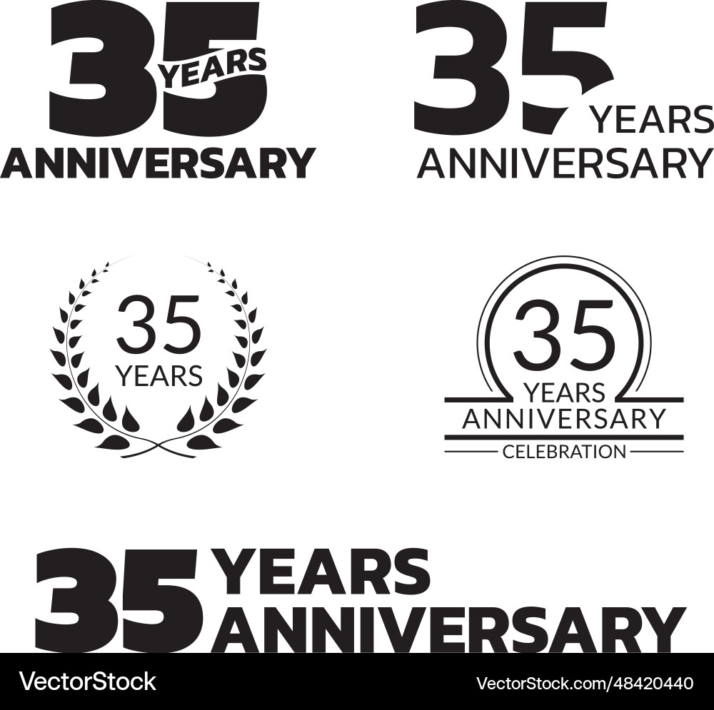 35 years anniversary icon or logo set 35th Vector Image