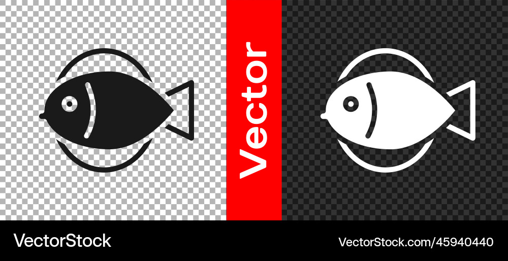 Black fish icon isolated on transparent background
