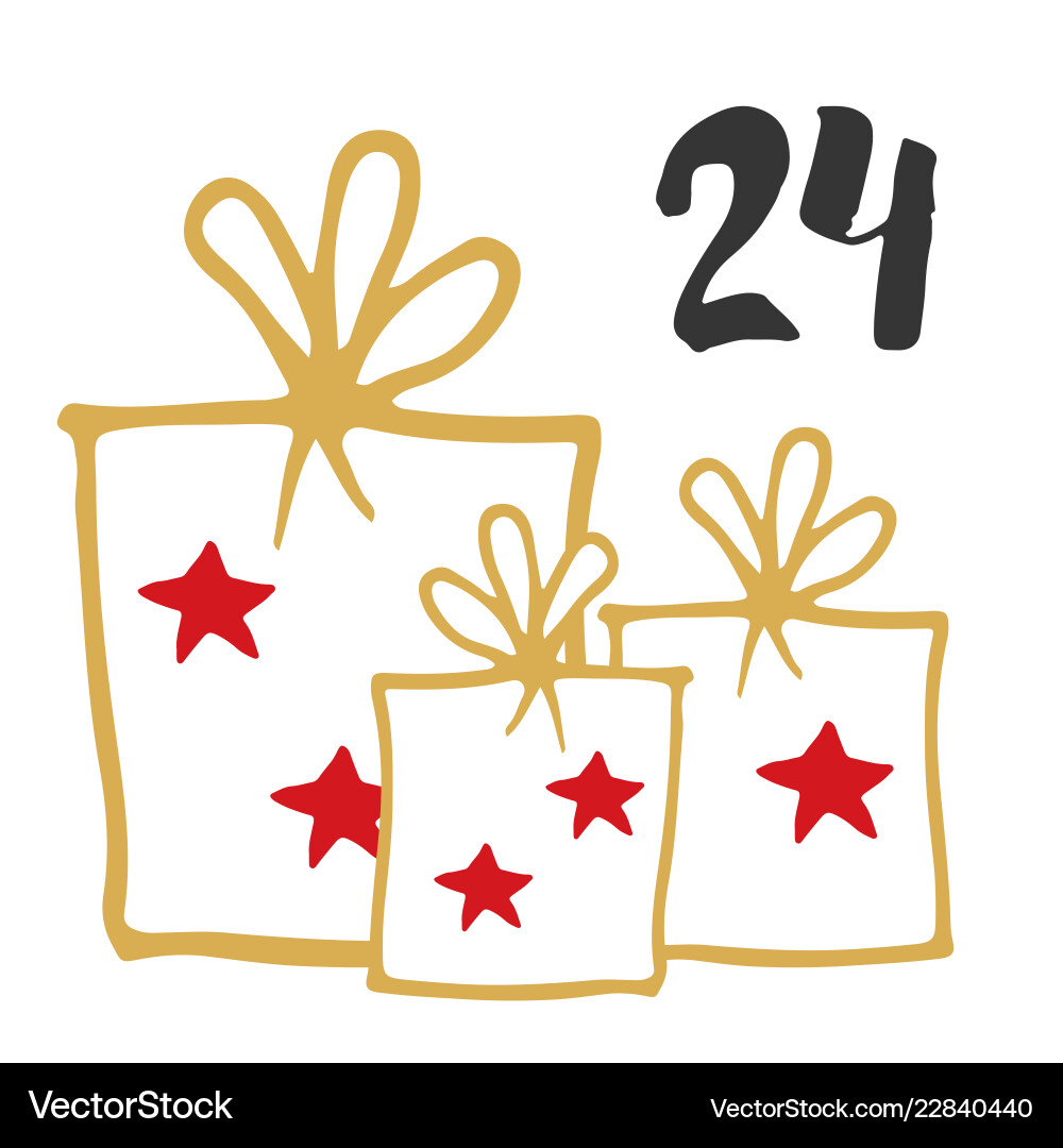 Christmas advent calendar hand drawn elements Vector Image