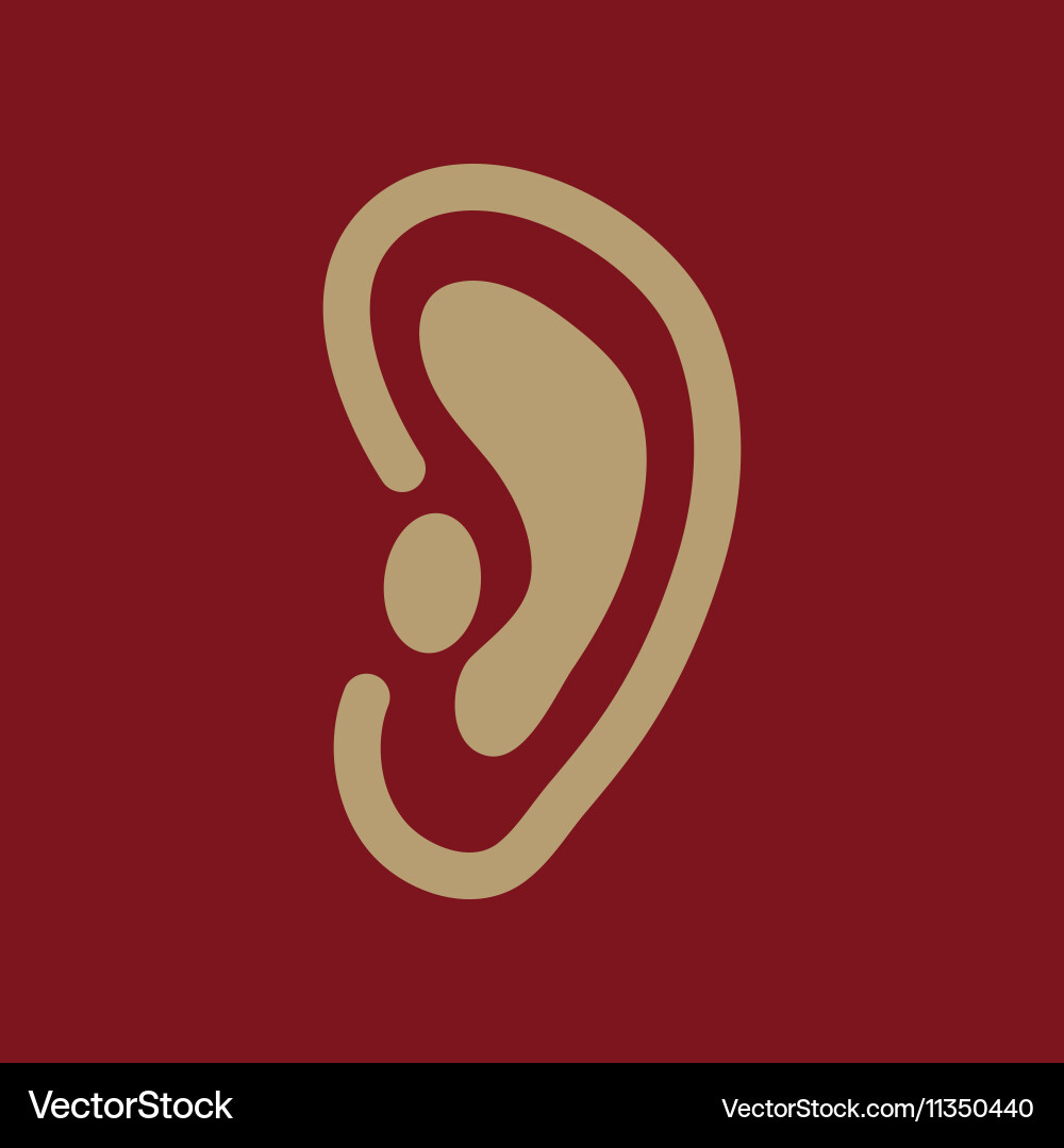 Ear icon listen symbol flat Royalty Free Vector Image
