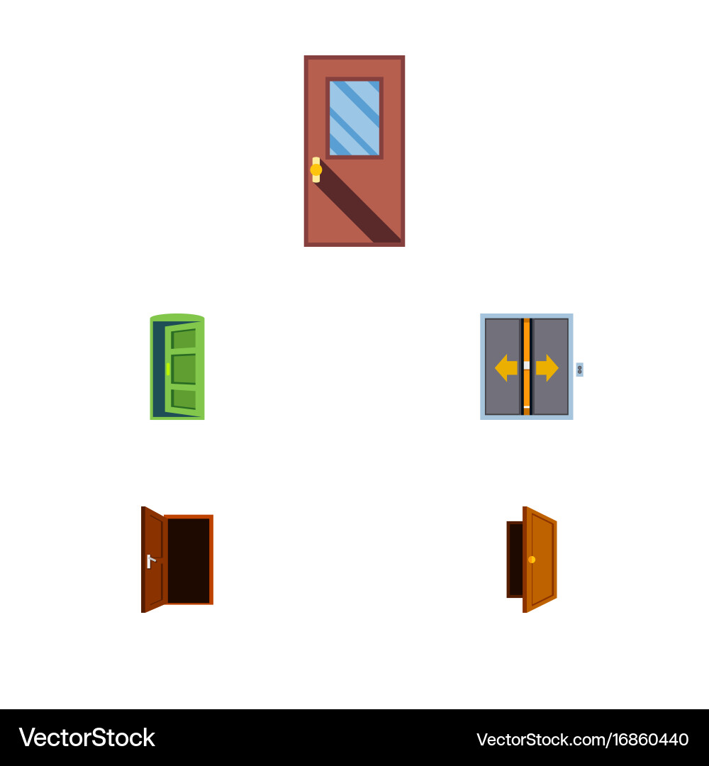 Flat icon door set of approach frame Royalty Free Vector