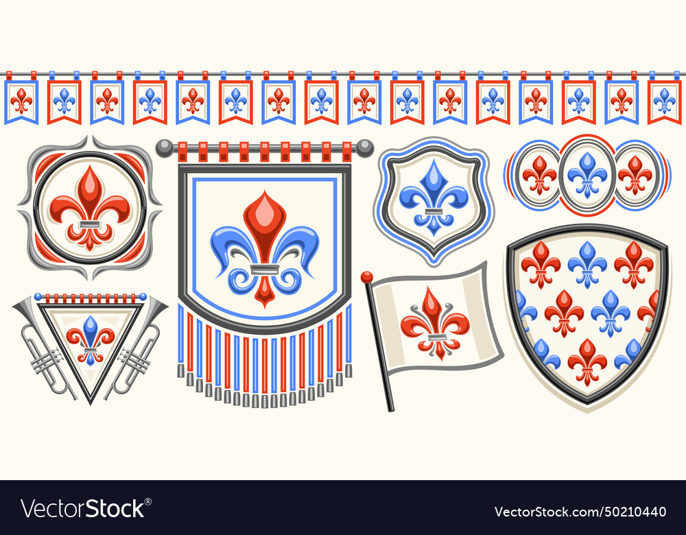 Fleur de lis set Royalty Free Vector Image - VectorStock Fleur de lis set Royalty Free Vector Image - VectorStock