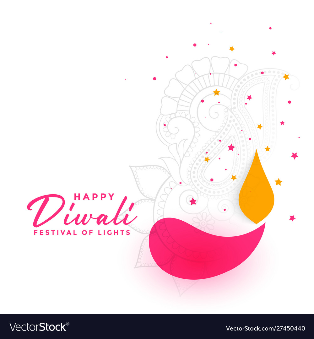 Happy Diwali Creative Diya Design Background Vector Image