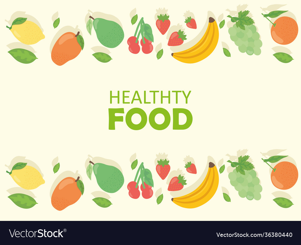 Healthy food fruits symbol group design Royalty Free Vector