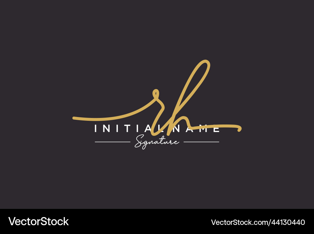 Initial rh signature logo template hand drawn Vector Image
