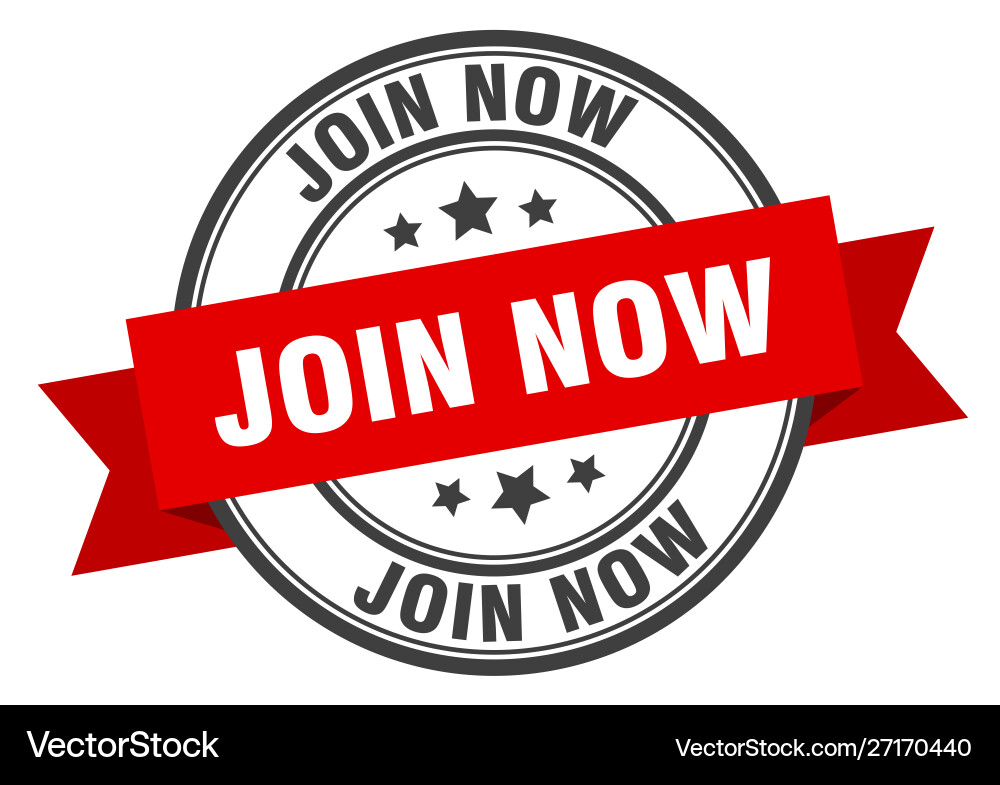 Join now label red band sign Royalty Free Vector Image