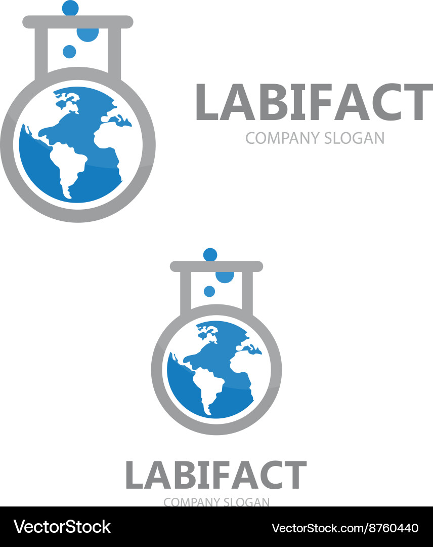 Logo combination of a earth and lab Royalty Free Vector