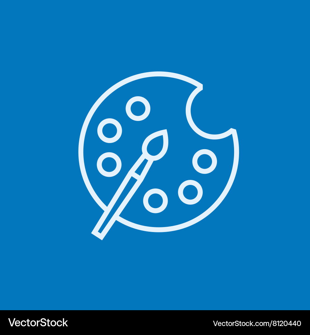 Paint brush with palette line icon Royalty Free Vector Image