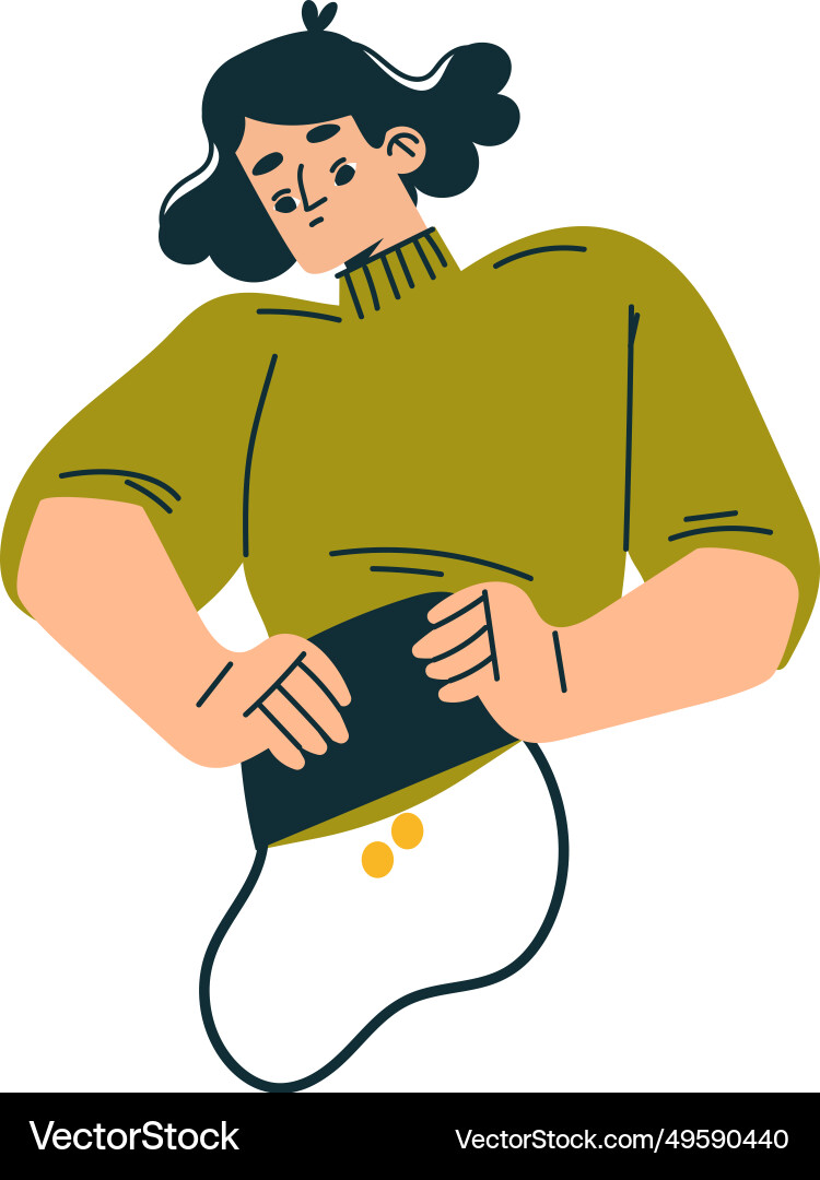 Poor woman character with empty wallet having Vector Image