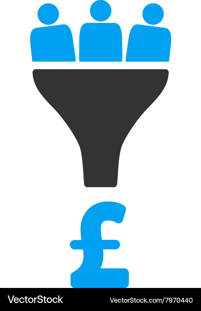 Pound sales funnel flat icon symbol Royalty Free Vector