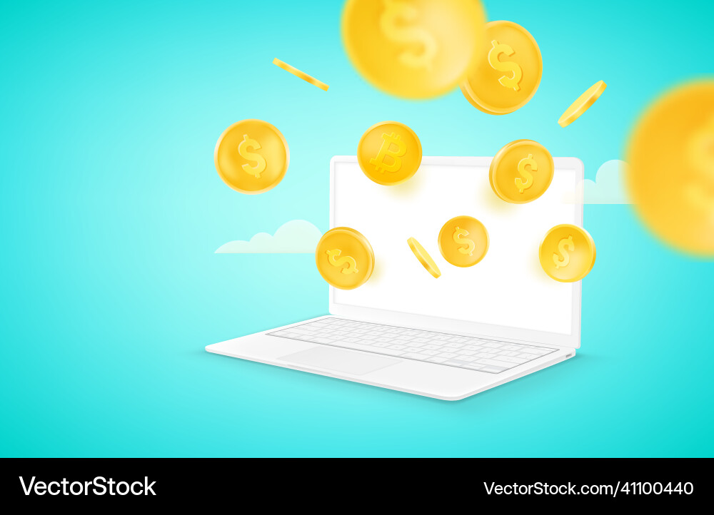 Receiving income via internet concept Royalty Free Vector