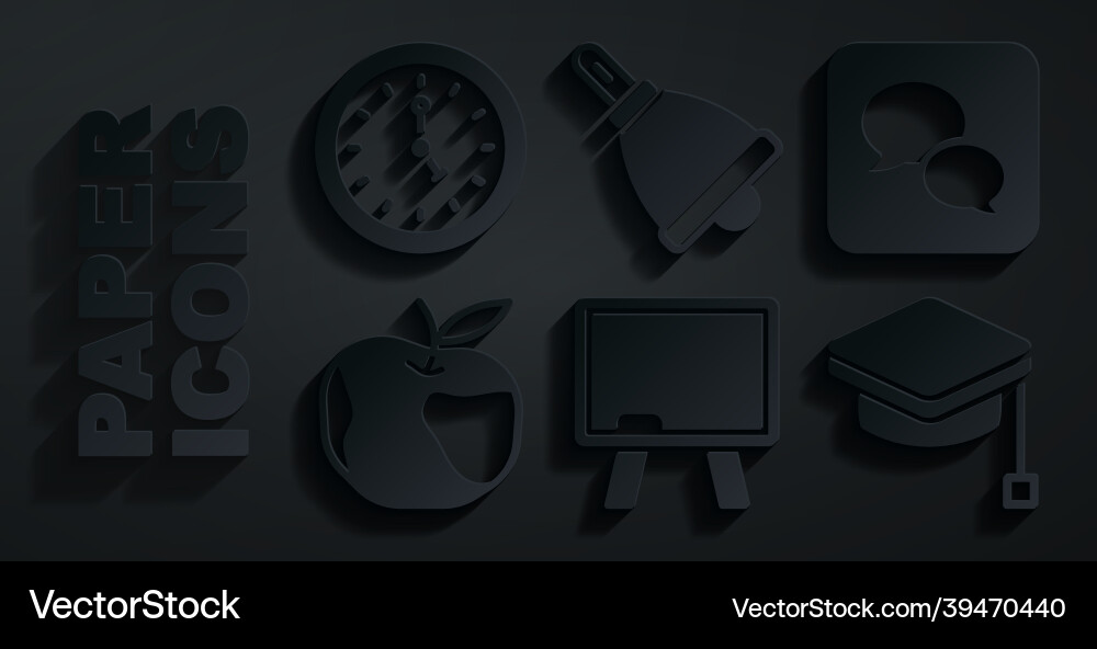 Set chalkboard speech bubble chat apple Royalty Free Vector