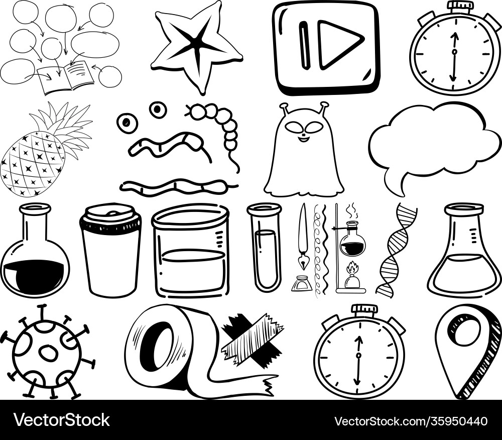 Set item and symbol hand drawn doodle Royalty Free Vector