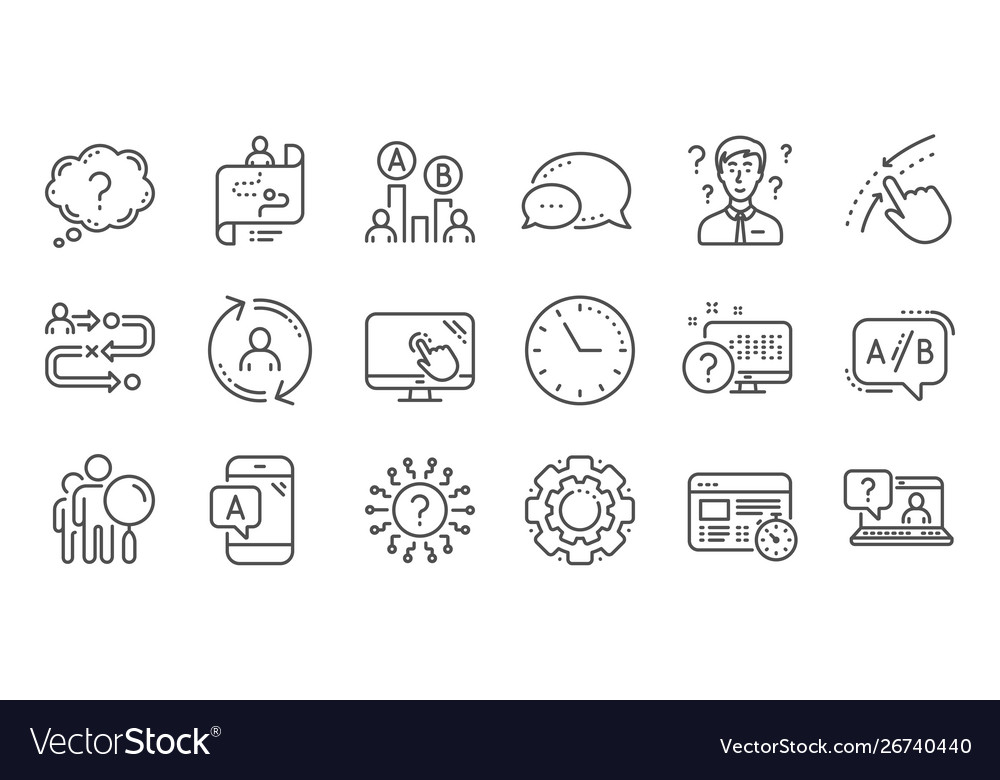 Ux line icons ab testing journey path map Vector Image Ux line icons ab testing journey path map Vector Image