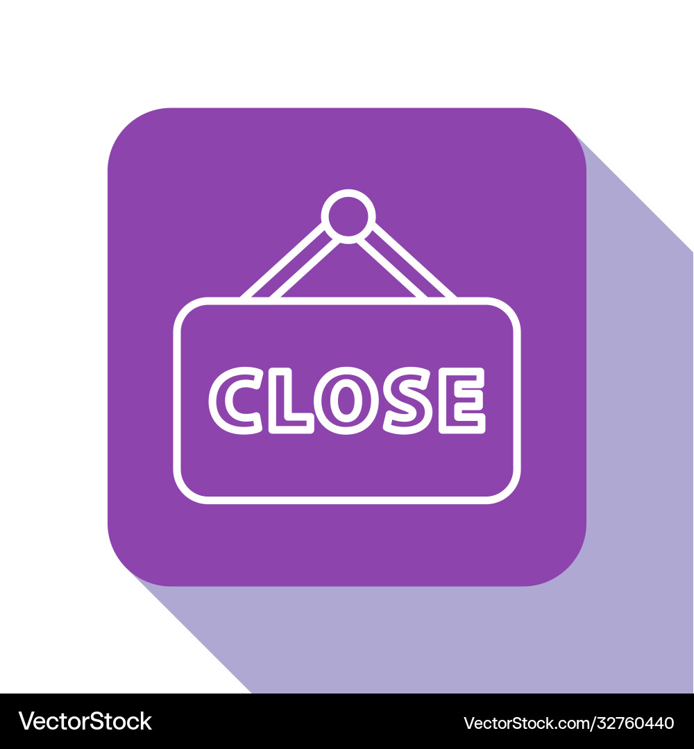 White line hanging sign with text closed icon Vector Image
