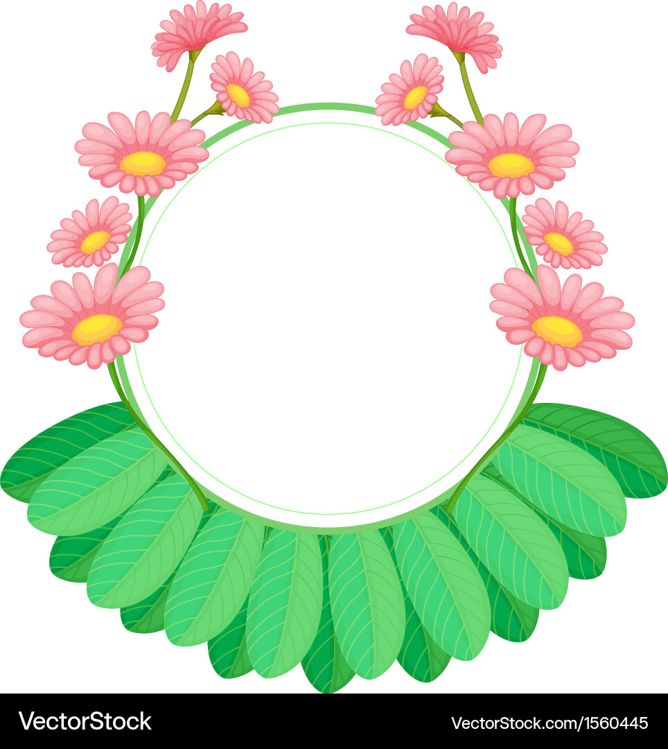 A round template with pink blooming flowers Vector Image