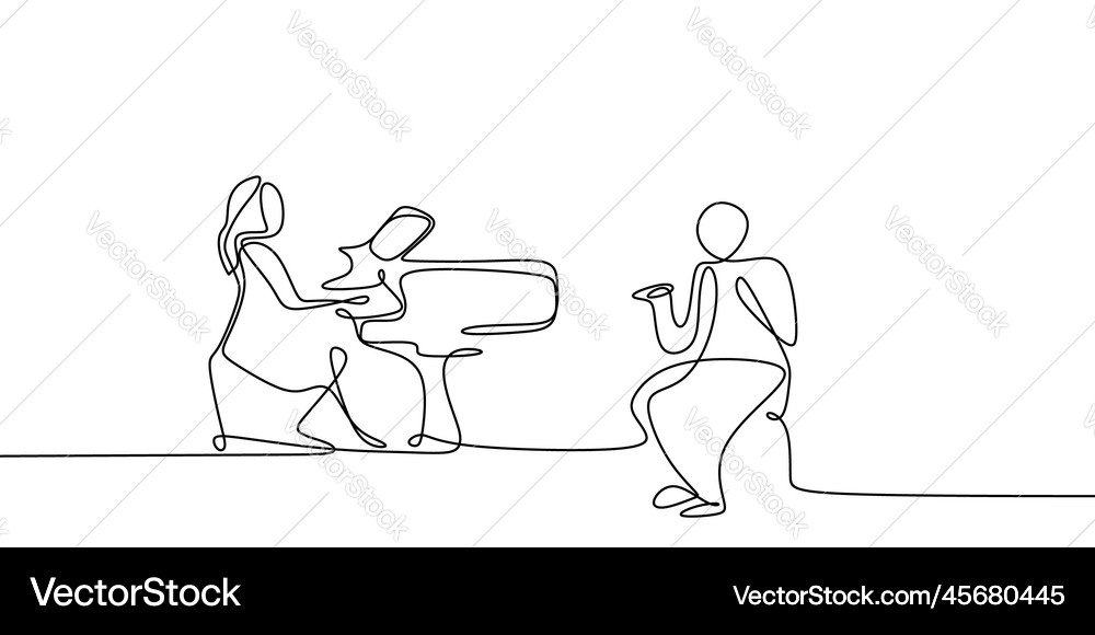 Continuous line drawing of two people playing Vector Image