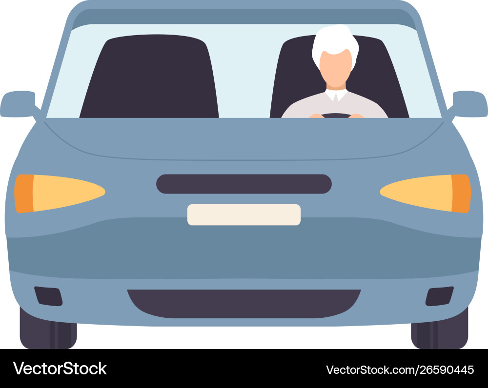 Gray car with male driver front view Royalty Free Vector