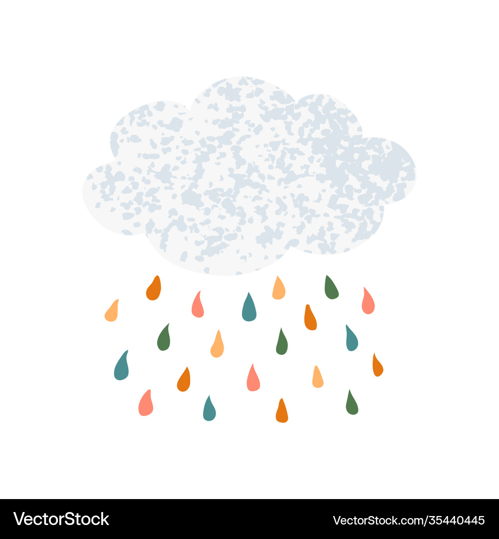 Hand drawn rain cloud in cartoon Royalty Free Vector Image