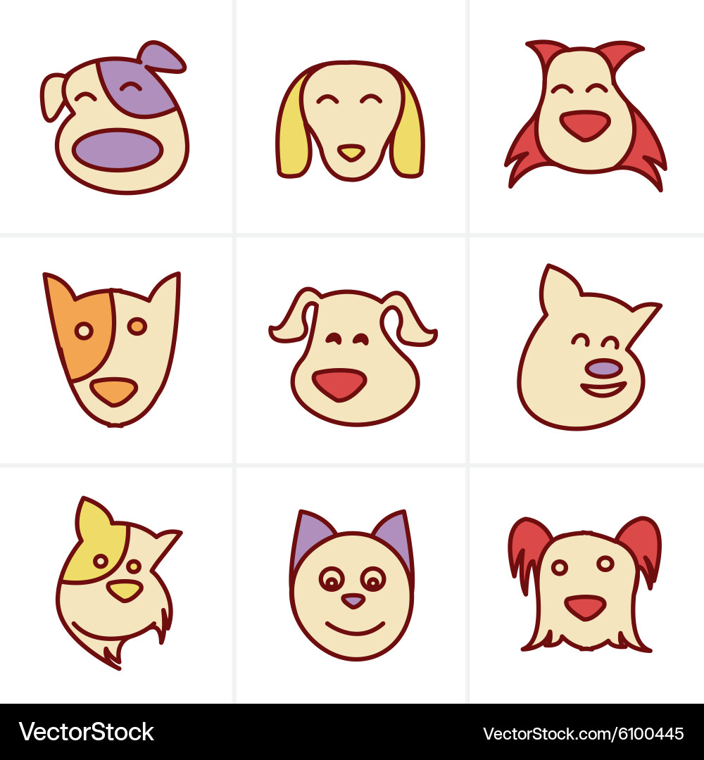 Icons style fun dog icon Royalty Free Vector Image