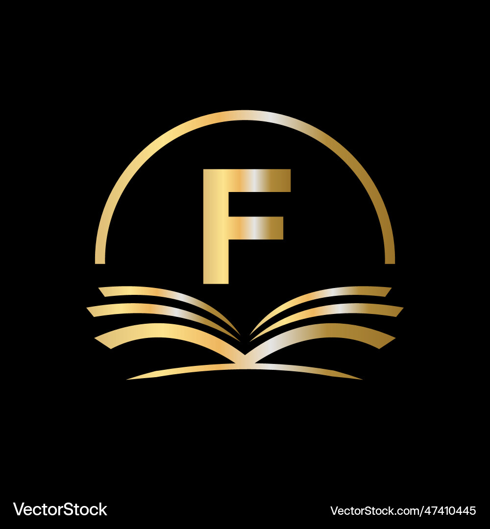 Initial letter f education logo book concept Vector Image