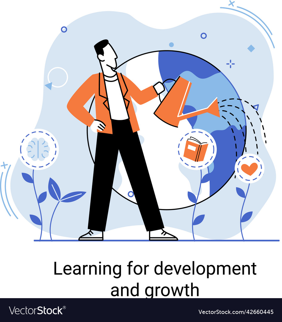 Learning for development and growth self-learning Vector Image