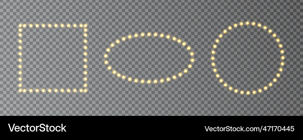 Light gold frame set golden bulb border glitter Vector Image