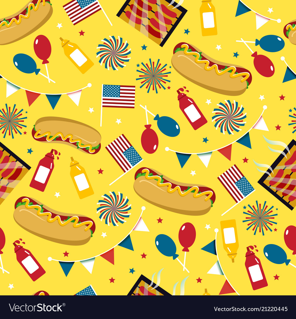 National hot dog day seamless Royalty Free Vector Image