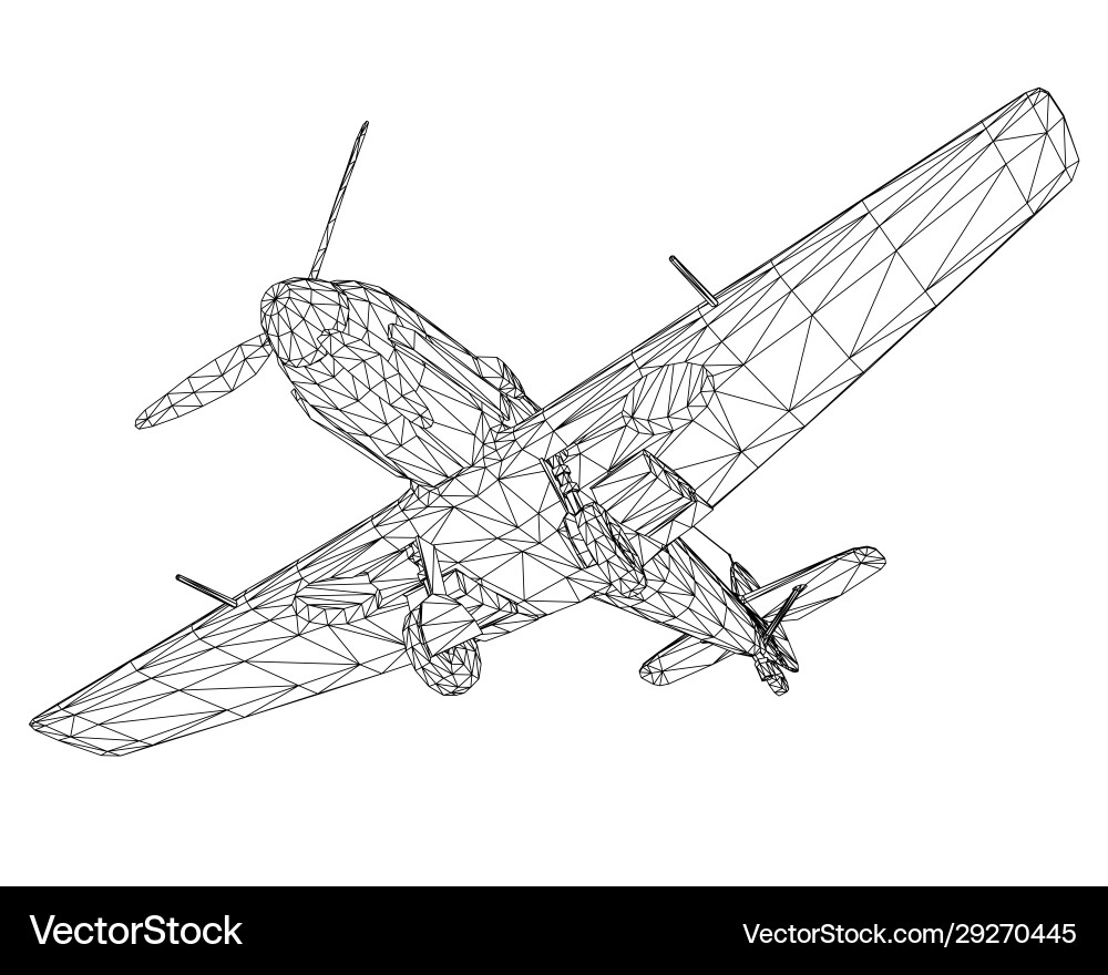 Old german military aircraft wireframe airplane Vector Image