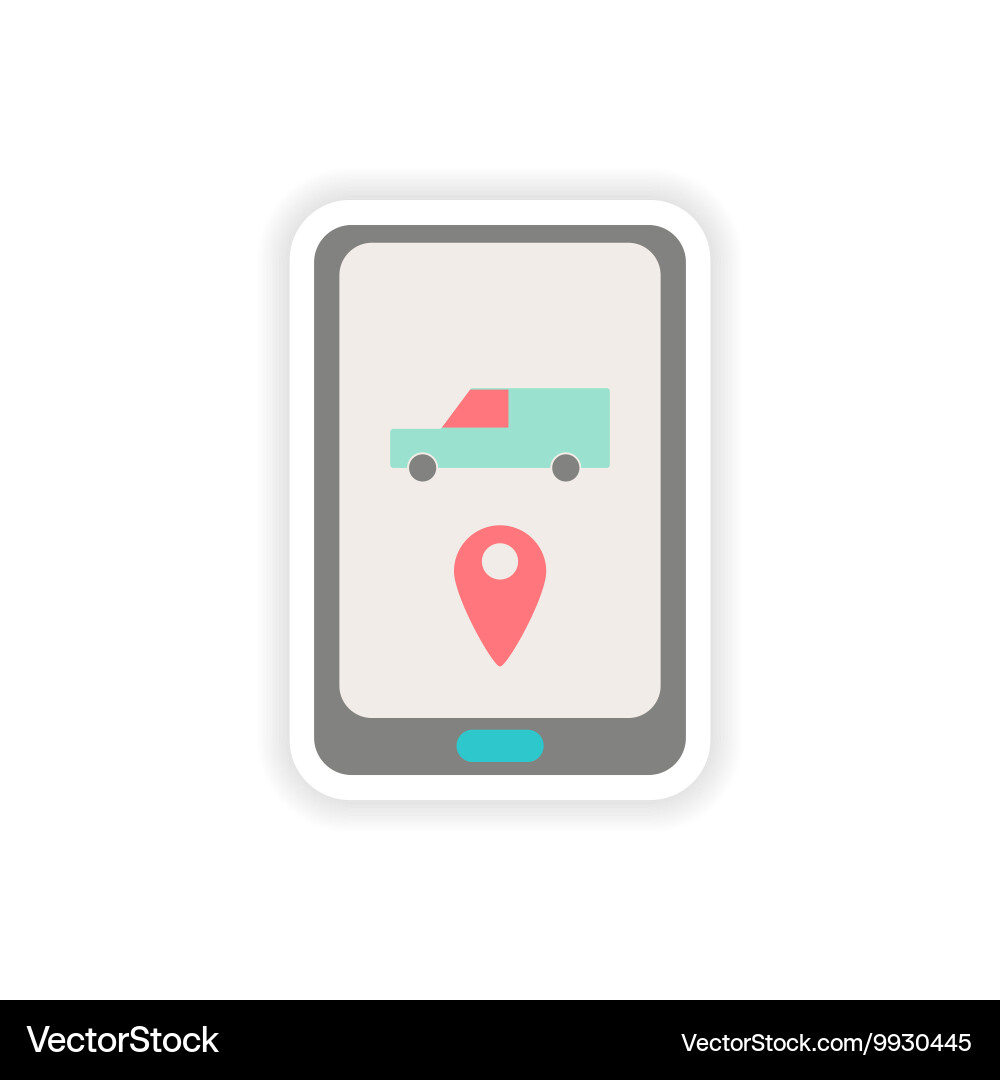 Paper sticker on white background mobile phone Vector Image