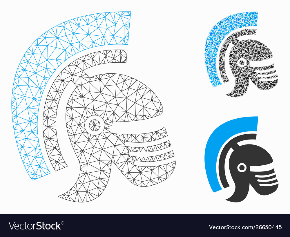 Rome Helmet Mesh Carcass Model And Triangle Vector Image