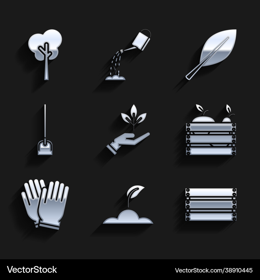 Set plant in hand environmental protection Vector Image