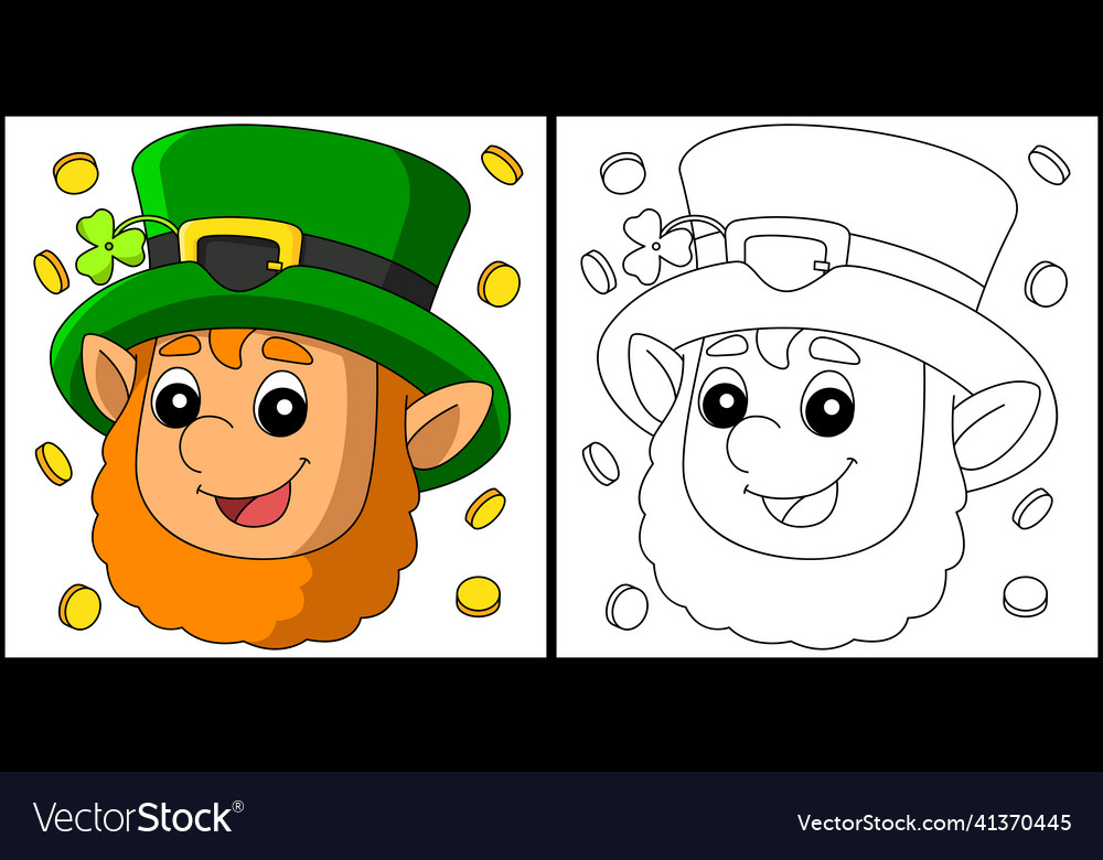 St patricks day leprechaun coloring page Vector Image