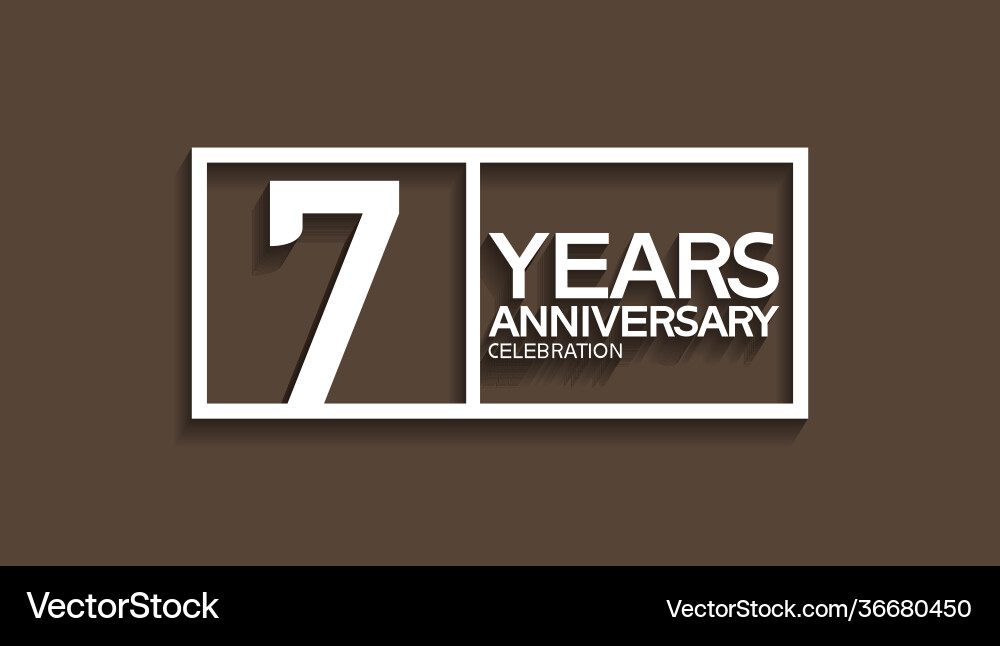 7 years anniversary logotype with white color Vector Image