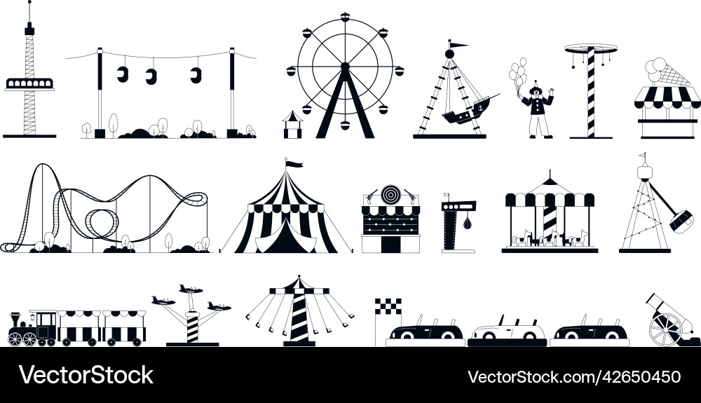 Amusement park attraction carousel ride on wheel Vector Image