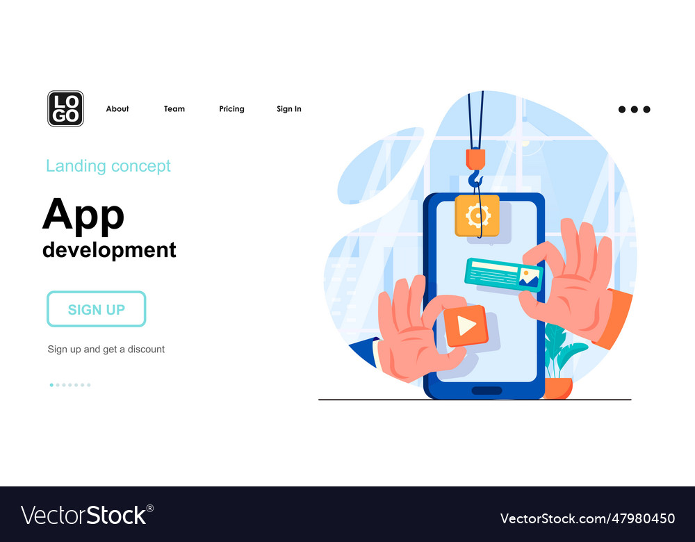 App Development Web Concept Mobile Application Vector Image
