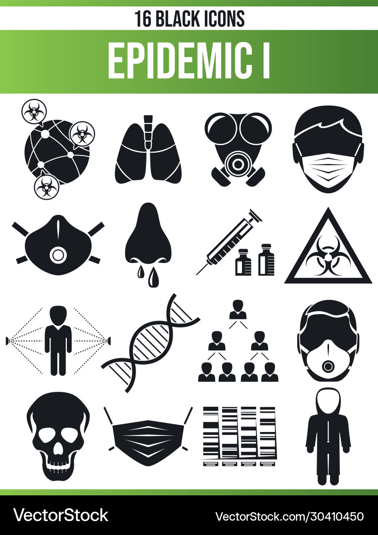Black icon set epidemic i Royalty Free Vector Image