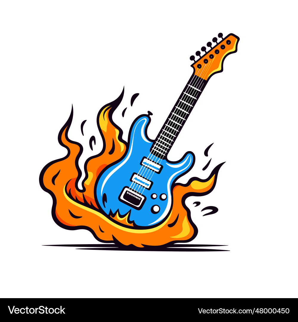 Electric guitar hand-drawn comic guitar Royalty Free Vector