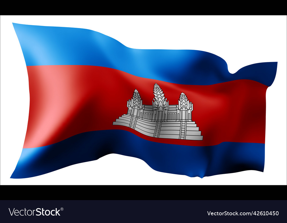 Flag of the cambodia waving in the wind Royalty Free Vector