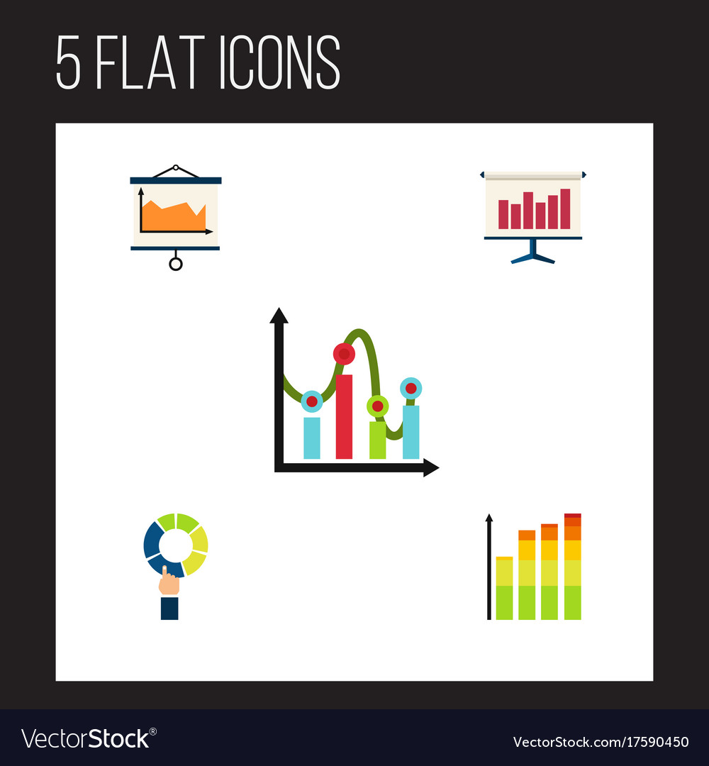 Flat Icon Diagram Set Of Statistic Chart Vector Image