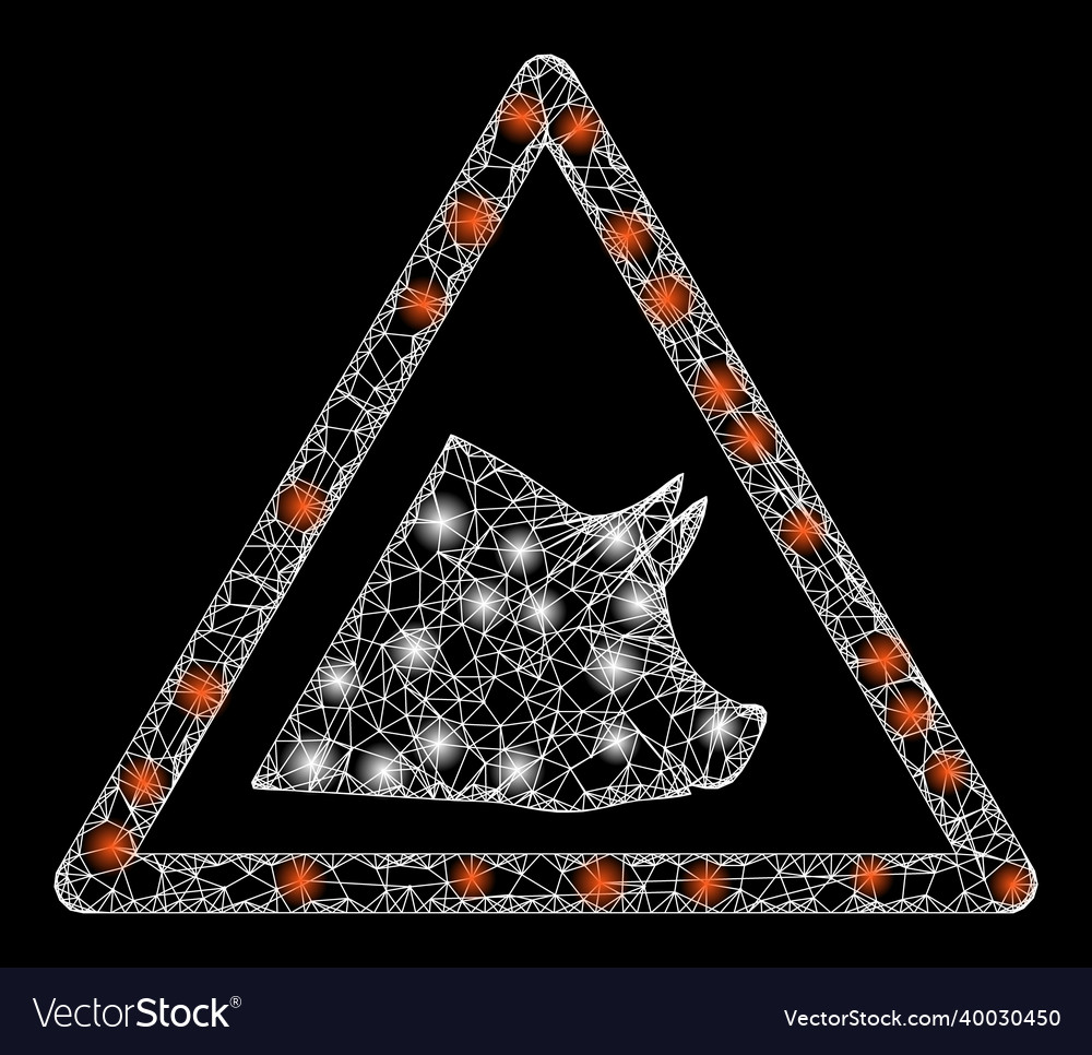 Glossy network mesh pork warning with lightspots Vector Image