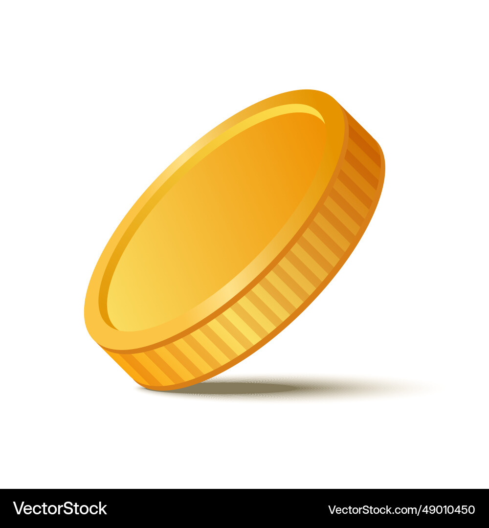 Gold coin on white background Royalty Free Vector Image