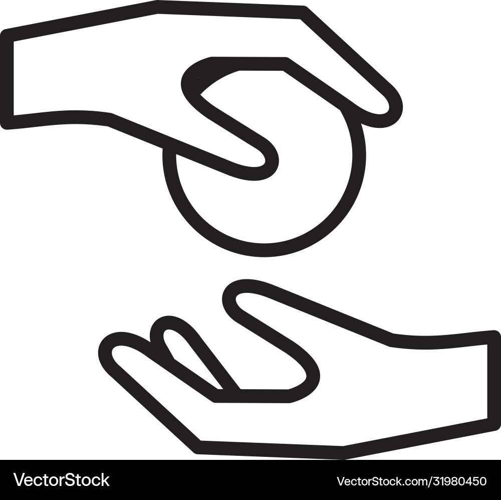 Hands giving coin line style icon Royalty Free Vector Image