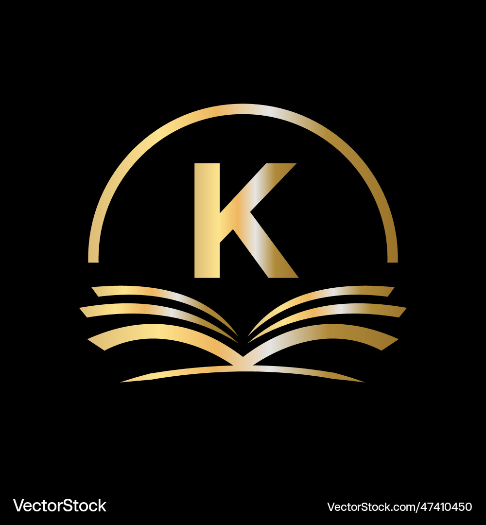 Initial letter k education logo book concept Vector Image