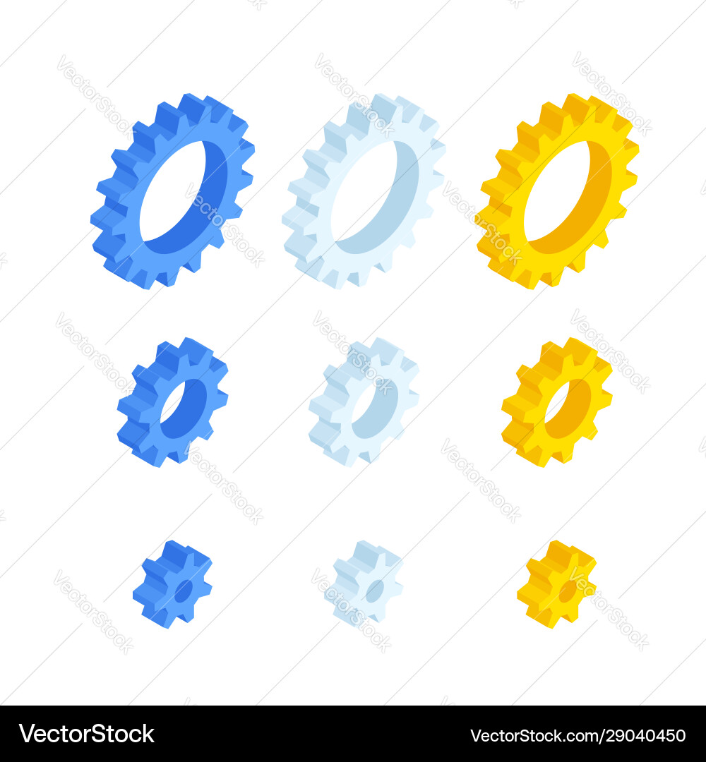 Isometric ste gears and cogs isolated on white Vector Image