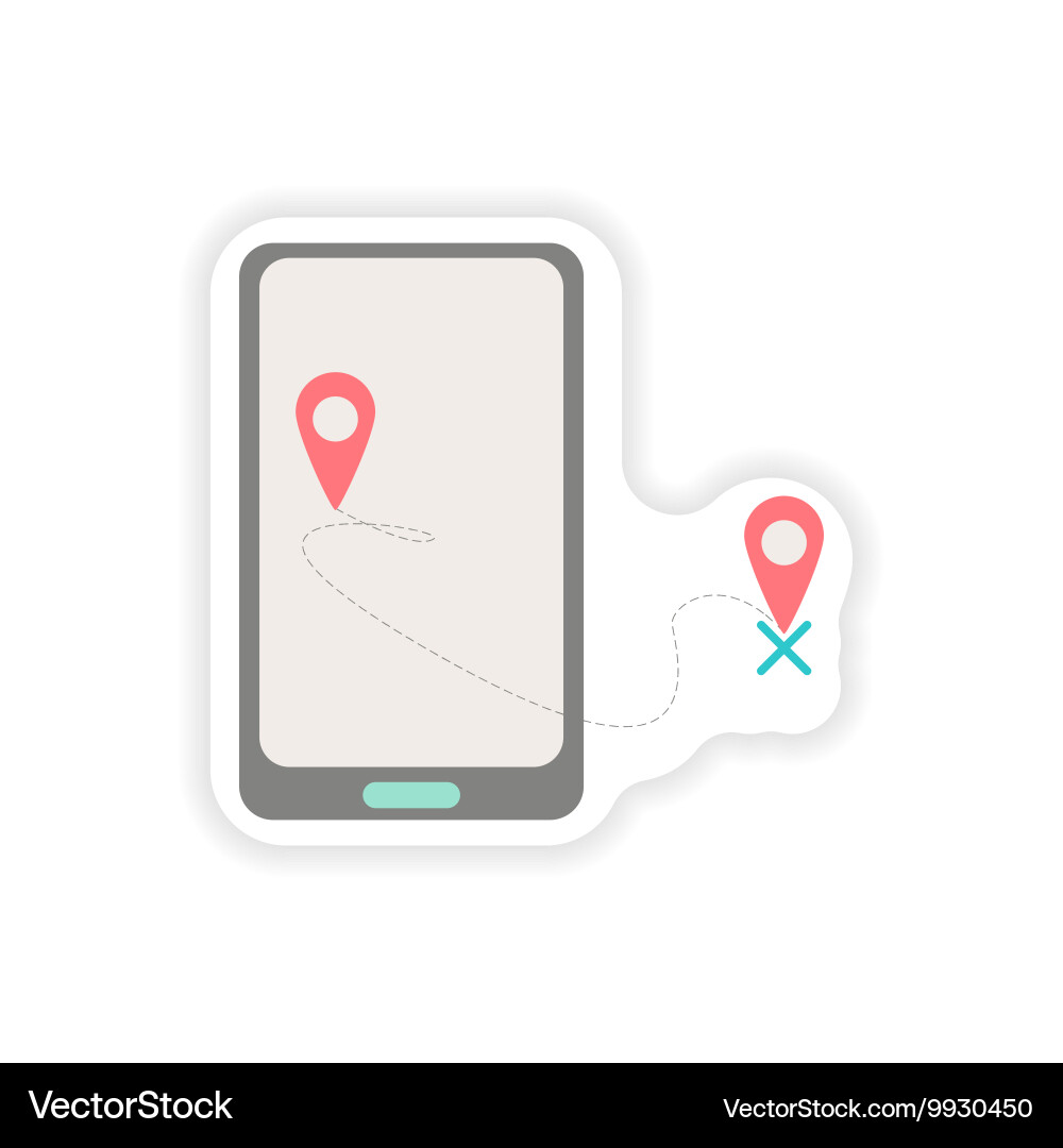 Paper sticker on white background mobile phone Vector Image